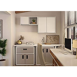 itbe for Home Ready-to-Assemble One Drawer Steel Cabinet with 2 Doors (White and Grey)