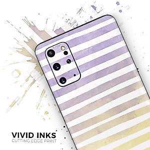 DesignSkinz Purple to Yellow Watercolor Ombre Stripes Protective Vinyl Decal Wrap Skin Cover Compatible with The Samsung Galaxy S20 (Screen Trim & Back Glass Skin)