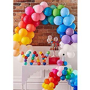 100Pcs Rainbow Party Balloon Garland & Arch Kit-100pcs Latex Balloons, 16 Feets Arch Balloon Decorating Strip for Baby Shower Birthday Wedding Party Backdrop