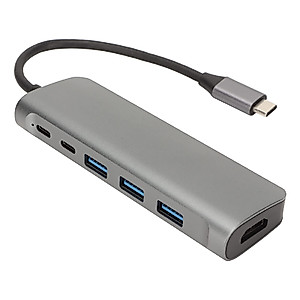 Septpenta 8 in 1 USB C Hub, 4K Resolution 100W High Speed Pass Through Charging, 5Gbps Data Transfer, 480MB/S Read/Write Speed for Connecting USB Peripherals, Hard Drives, Printers, Etc.