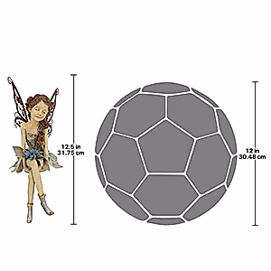 Design Toscano HF326063 Fannie The Garden Fairy Sitting Statue, 12 Inch, 12", Single