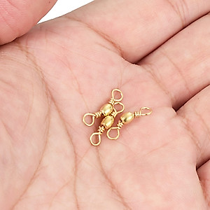 PATIKIL Fishing Barrel Swivel, 100Pcs 33lb Carbon Steel Solid Ring Terminal Tackle, Golden