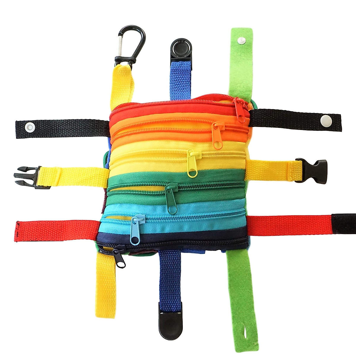 SENSORY4U Buckle Pillow Sensory Fine Motor Development Toy Activity Plushie - OT Therapy Tool Threading Counting Latches Zipper Skills