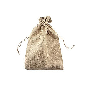QIANHAILIZZ 10 Pack 8 x 12 Inch Linen Drawstring Bags Hessian Jewelry Gift Pouch Candy Pouch Flax Drawstring Wedding Favor Bags