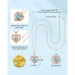 S925 Sterling Silver Necklace for Women, Jewelry for Wife Girlfriend Anniversary, Mom Birthday Christmas Gifts Necklaces, Daughter Heart Love Jewel, Gift for Her, Mar
