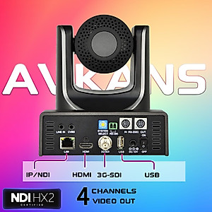 AVKANS NDI PTZ Camera - 30X Auto Tracking Live Streaming NDI Camera with SDI/HDMI/IP Outputs for Church Worship School Sport Hospital Wedding Live Streaming (Newtek Official NDI Camera)