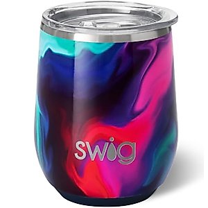 Swig Life 12oz Wine Tumbler with Lid, Stainless Steel, Dishwasher Safe, Portable, Triple Insulated Wine Tumbler (Aura)