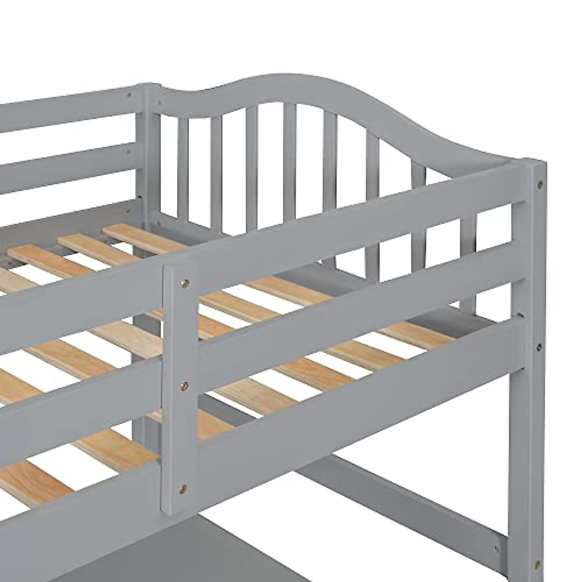 GJHOME Kids Loft Bed with Desk and Drawers, Wooden Twin Loft Bed with Storage Shelves and Angled Ladder, High Loft Bed Frame for Kids, Teens, Adults Boys & Girls, Gray