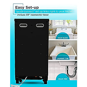 BLACK+DECKER Portable Dishwasher, 18 inches Wide, 8 Place Setting, Black