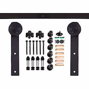 CCJH Sliding Barn Door Hardware Kit 4FT for Single Wood Door Heavy Duty Slide Smoothly and Quietly