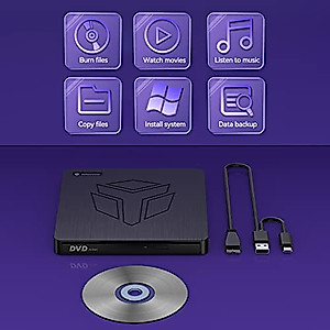 Yottamaster External CD/DVD Drive USB 3.0 CD Burner with SD/TF Card Reader and 2 USB-A Ports, Portable CD/DVD +/-RW Drive/DVD Player for Laptop Desktop PC [P-CD06]