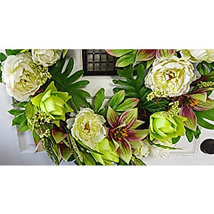 28 inches Peony/Dahlia/Artichoke Flower Wreath, Wreath for front door, Beautiful handcrafted wreath for home decor, weddings Cream