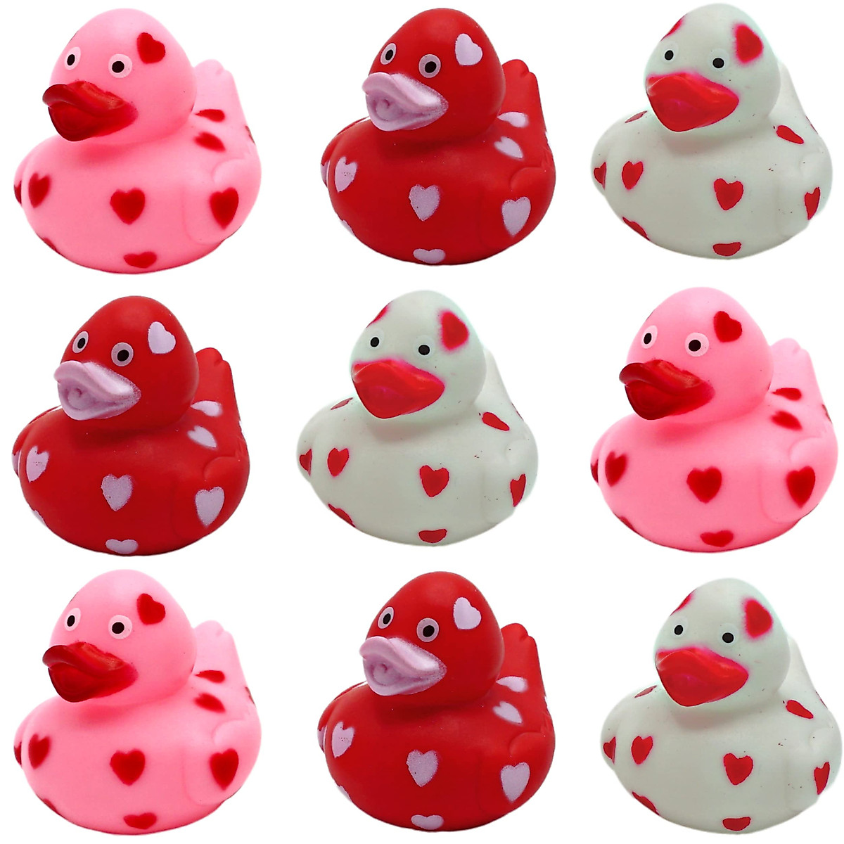 4E's Novelty Valentines Day Rubber Ducks (24 Pack) Heart Themed Duckies, Class Valentines Day Gifts for Kids Bulk, Valentines Day Party Favors Classroom Exchange Prizes for Kids Class