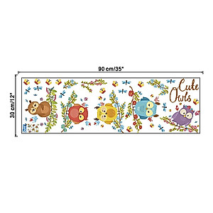 Amaonm Cute Owls Wall Decals 5 Owls on The Tree Branch Wall Stickers Removable DIY Butterfly Wall Decor Peel Stick Art for Home Walls Kids Bedroom Girls Nursery Room Living Room Bathroom Decoration