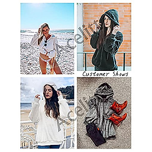 Acelitt Women Winter Zip Fuzzy Sherpa Sweatshirts Long Sleeve Fashion 2023 Oversized Fleece Casual Hoodies Jackets Pullover Sweaters Black Large