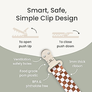 Stadela Baby Pacifier Clip Leash Soothie Holder Unisex for Girl or Boy 4 Pack Gift Set Universal Fit (Luna)