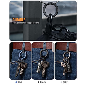 FEGVE Carabiner Keychain Clip with 2 Key Rings, Titanium Quick Release Keychain Small Carabiner Clip for Keys (Black)