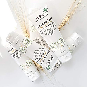 Babo Botanicals Sensitive Baby Fragrance-Free Daily Hydra Lotion - with Colloidal Oatmeal, Shea Butter & Jojoba Oil - EWG Verified, Vegan & Hypoallergenic - 8 fl. oz