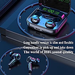 Wireless Earbuds High Capacity Charging Cabin Noise Cancelling Mic Bluetooth Headphones Fingerprint Touch Led Display Waterproof in Ear Earplugs,Headsets for Apple、 Android、iPad&Samsung (4,Black)