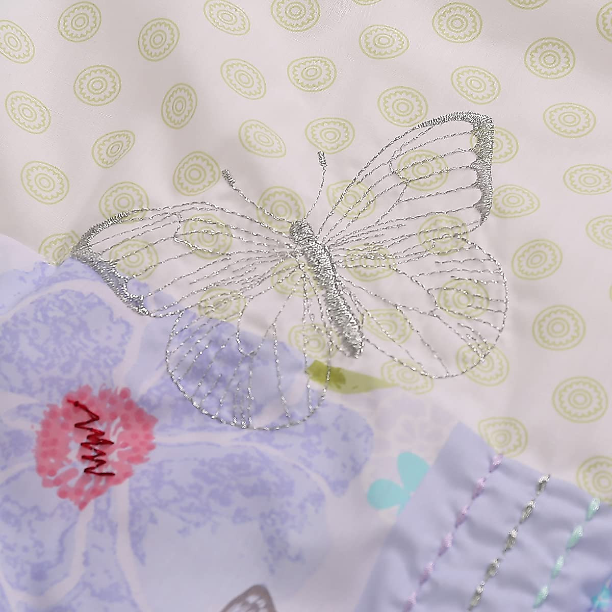 CribMATE 2 PCs Pink Butterfly Themed Nursery Crib Bedding Set 2 PCs Purple Butterfly Nursery Crib Bedding Set Embroidery Butterfly Baby Girl Bedding Cot Set Quilt + Fitted Sheet, 28 X 52