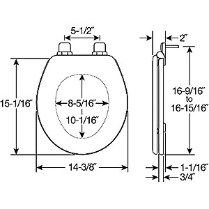 MAYFAIR 843SLOW 000 Lannon Toilet Seat will Slow Close and Never Loosen, ROUND, Durable Enameled Wood, White
