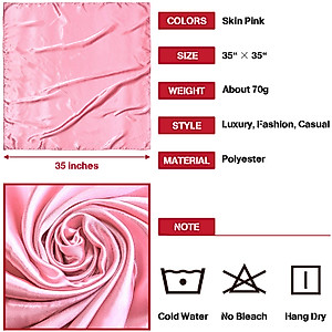 Syhood 4 Pcs 35 Inch Satin Large Bandana Satin Head Scarves Head Scarf for Women's Hair Square Scarf(Navy Blue, Wine Red, Skin Pink, Blue)