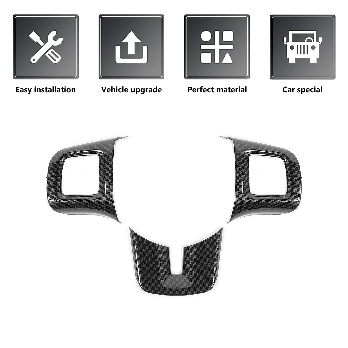 RAZPOY Steering Wheel Trim, Steering Wheel Cover Interior Decoration Accessories Compatible with 2009-2014 Dodge Challenger/Charger/War Horse/Durango//Dart/Journey Coolway 2013-2022 (Carbon Fiber)