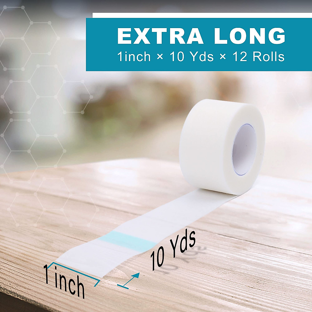 LotFancy Medical Tape,12Rolls 1inch x 10Yards, Surgical Paper Tapes, Wound First Aid Tape, 2 Dispensers Included