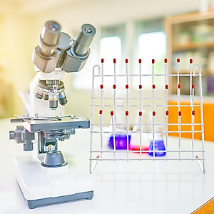 TEHAUX Metal Test Tube Drying Rack, White, 30x30cm, Portable Lab Drying Equipment for School Laboratory Utensil