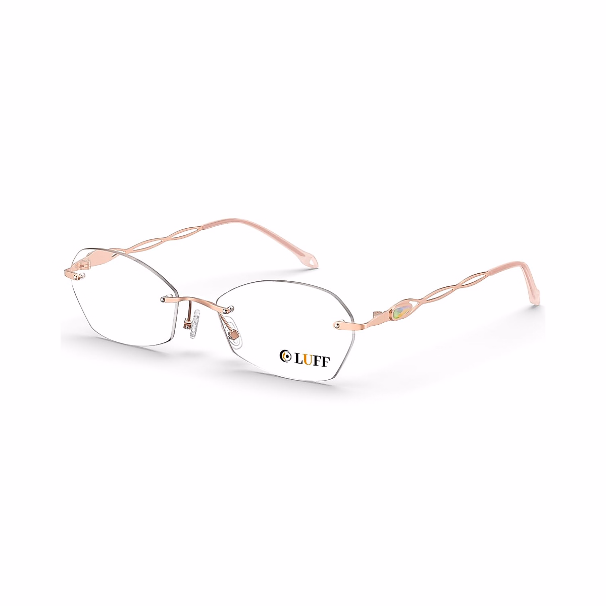 LUFF Rimless Reading Glasses for Women Blue Light Blocking Lightweight Metal Classic Computer Readers Anti Eyestrain