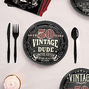 HIPVVILD Vintage 50th Birthday Decorations For Men Tableware - 1974 50th Birthday Plates And Napkins Party Supplies, Plate, Cup, Napkin, 50 Year Old Birthday Table Decorations Dinnerware | Serve 24