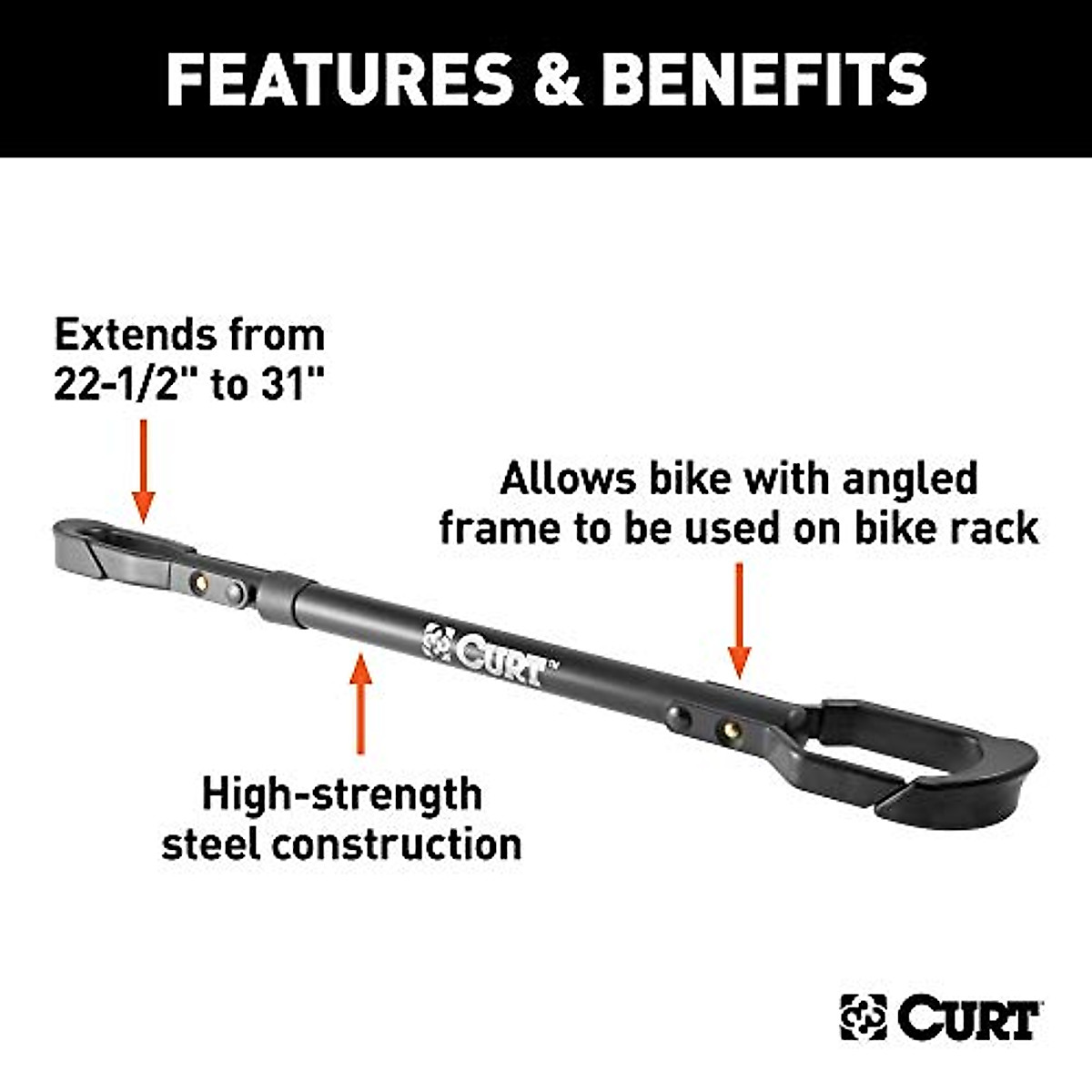CURT 18016 Adjustable 22-1/2 to 31-Inch Bike Rack Adapter for Women's Bike, Angled Frame
