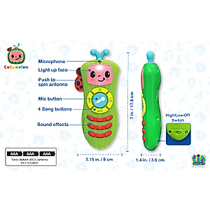 eKids Cocomelon Toy Remote Control for Toddlers, Musical Toy with Built-in Microphone and Nursery Rhymes for Children, for Fans of Cocomelon Toys and Gifts