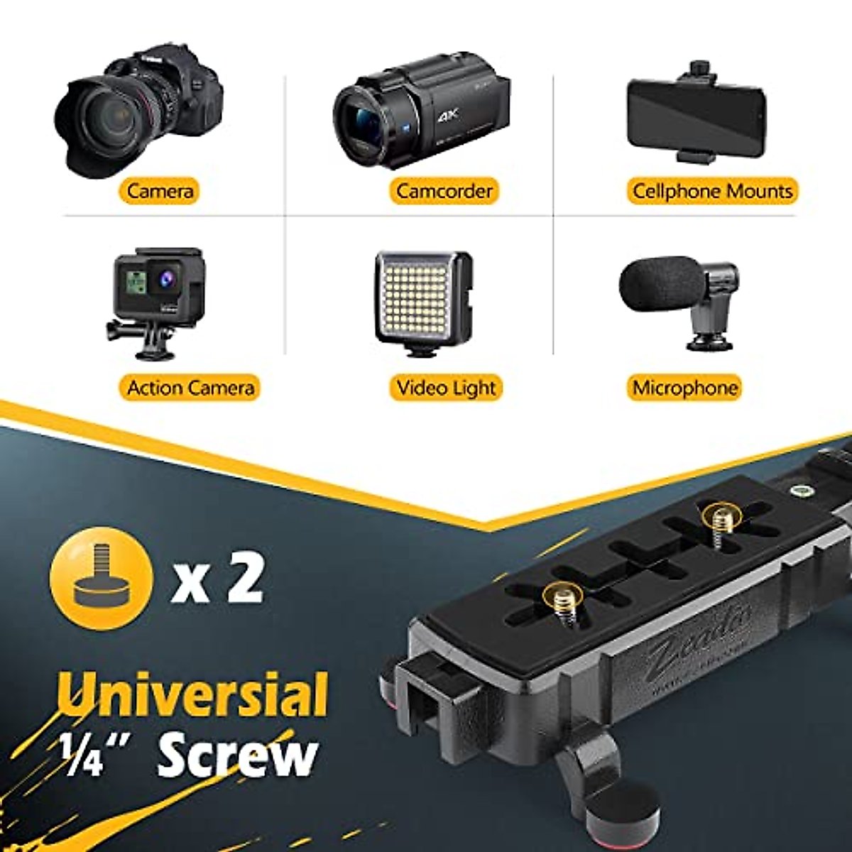 Zeadio Camera Smartphone Stabilizer, Foldable Handle Grip Handheld Video Rig, Compatibility with All Camera, Camcorder, Action Camera, DSLR and All iPhone and Android Smartphones