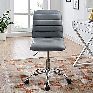 Modway Ripple Ribbed Armless Mid Back Swivel Computer Desk Office Chair In Gray