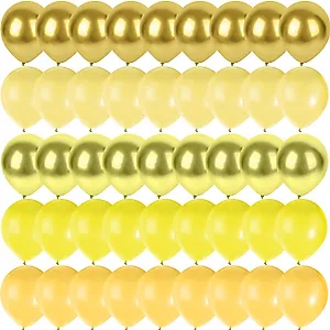 AMOR PRESENT 110PCS yellow Balloons, 12 Inches Gold Chrome Metallic Latex Balloons for Birthday Wedding Graduation Baby Shower Holiday Party Decoration