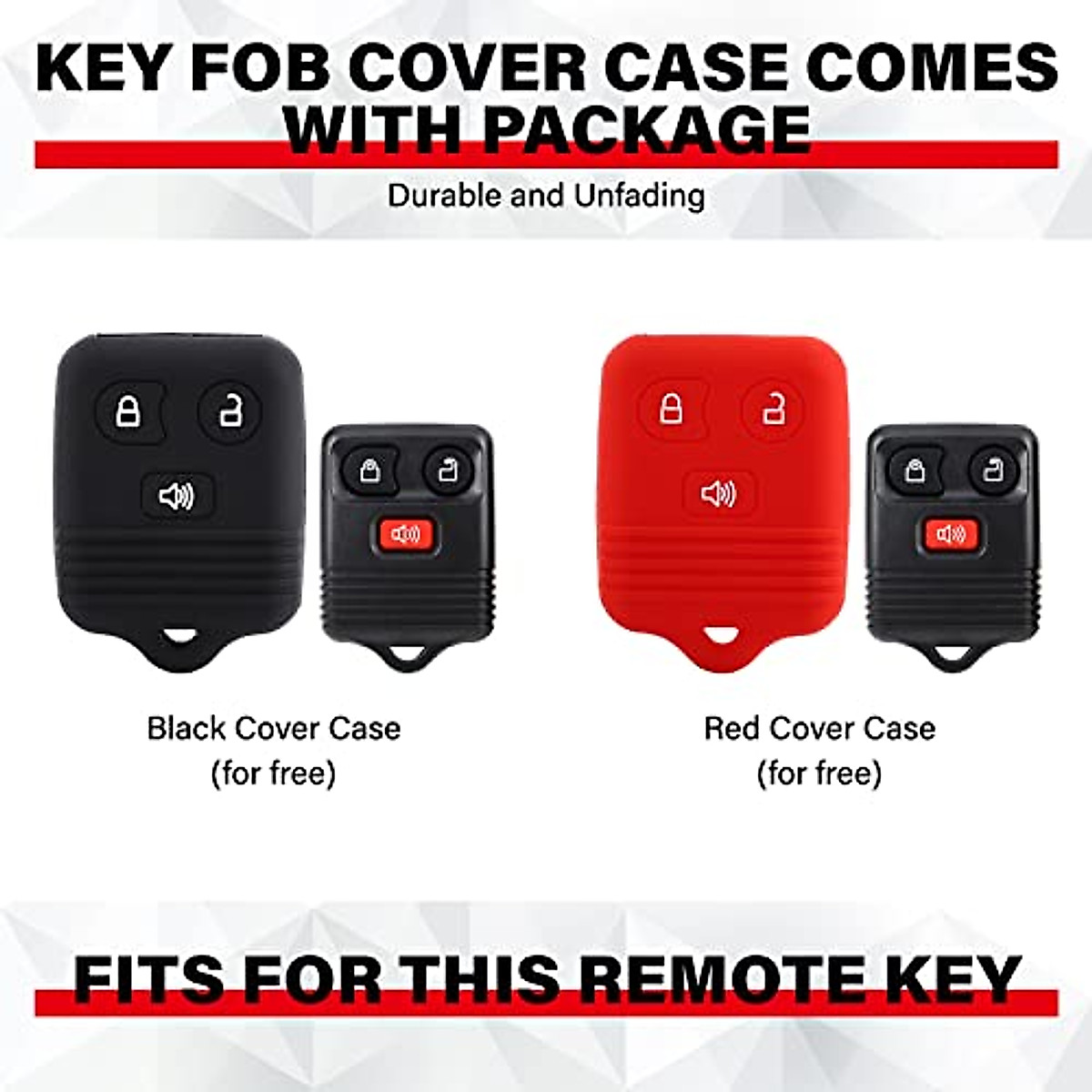 Pilida 2 Keyless Entry Remote Control Ford Key Fob Replacement 3 Button Clicker Transmitter fits for Ford 1998-2016 F-150 F-250 F-350, Mazda, Mercury, Lincoln