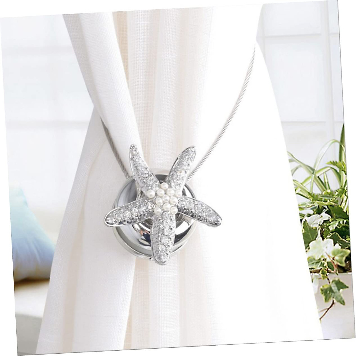 Alipis 2 Sea Fish Pattern Curtain Buckles Drapery Magnet Curtain Hooks for Drapes Back Tie Outdoor Shower Curtain Hook Curtains Nautical Home Decor Magnetic Magnet Hooks Adjustable Strap