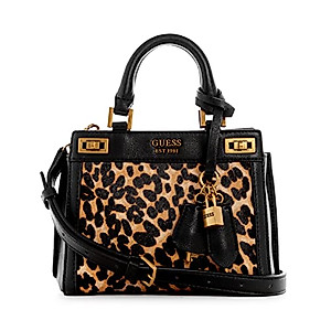 GUESS Womens Katey Satchel Crossbody Mini, Leopard, One Size US