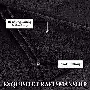 Yastouay Fleece Throw Blanket, Super Soft Lightweight Cozy Luxury Flannel Bed Blanket, Fluffy Plush Couch Blanket Throw for All Seasons (Black, 50x60 inches)