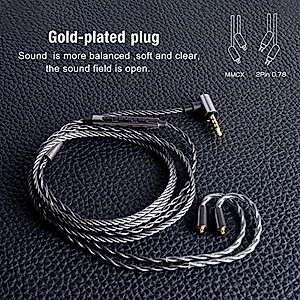 okcsc Earphone Upgrade Cable,MMCX Earbuds Replacement Cord,4 Cores OFC Silver Plated Earphones Audio Adapter with Mic for Shure SE215 SE315 SE535 (mmcx,Gray,Mic)