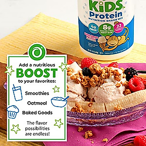 Orgain Kids Protein Powder Shake Mix, Vanilla Bean Ice Cream - 8g Grass-Fed Dairy Protein, 4g Fiber, 22 Vitamins & Minerals, Gluten Free, No Soy Ingredients, Adds Healthy Nutrients to Kids Snacks, 1lb