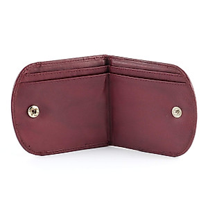 Bacci Leather Impressions Taxi Wallet - Soft Leather, Compact & Snap Pocket on Front, Folding Wallet, Small ID Cards & Coins Holder, Pouch for Men & Women, Coin Case ( Leather, Red)