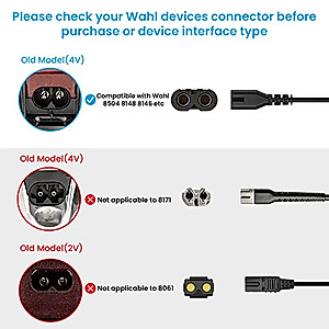 NFGEKT 4V for Wahl Magic Clip Cordless Charger, 4V Wahl Clipper Charger for Wahl Shaver 8148/8591/8164/8504, Wahl 1919 100 Year Hair Clipper, Wahl 5-Star Magic Clip Cordless Shavers.