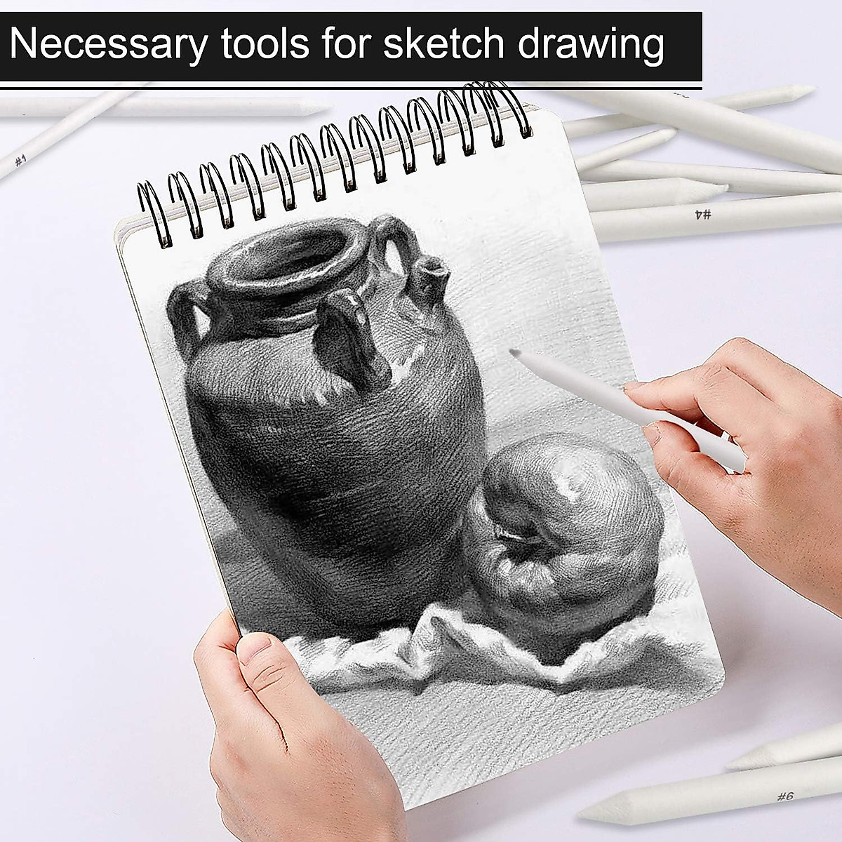 84 Pcs Blending Stumps and Tortillions, Paper Art Blenders, Art Pencils, Drawing Pencils for Student Artist Charcoal Sketch Drawing Tools, Sketch Supplies