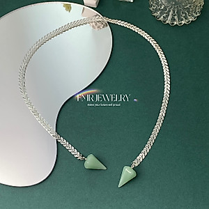 FMR Silver Fish Bone Face Chain Crystal Pendant Necklace Delicate Nose Accessories Face Jewelry for Women and Teens