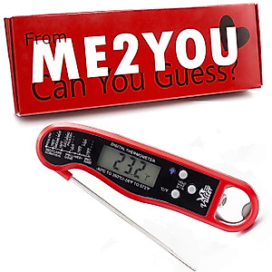 Vulter | Gift Box Digital Instant Read BBQ Food Thermometer | Unique Christmas, Halloween, Birthday, Gifts for Mom, Men, Woman who has Everything | Red