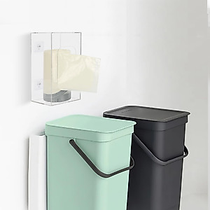 Trash Bag Holder Dispenser, Acrylic Trash Bag Dispenser Roll Holder, Adhesive Wall Mount Garbage Grocery Bag Dispenser Organizer for Kitchen, Cabinet, Under Sink with 4 Strong Stickers Screws
