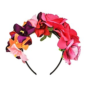Vividsun Frida Kahlo Mexican Rose Flower Crown Day of The Dead Floral Crown (Fuchsia/Lily)