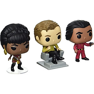 Funko TV: POP! Star Trek Collectors Set 1- Captain Kirk in Chair, Khan, Uhura, Multicolor, 3.75 inches